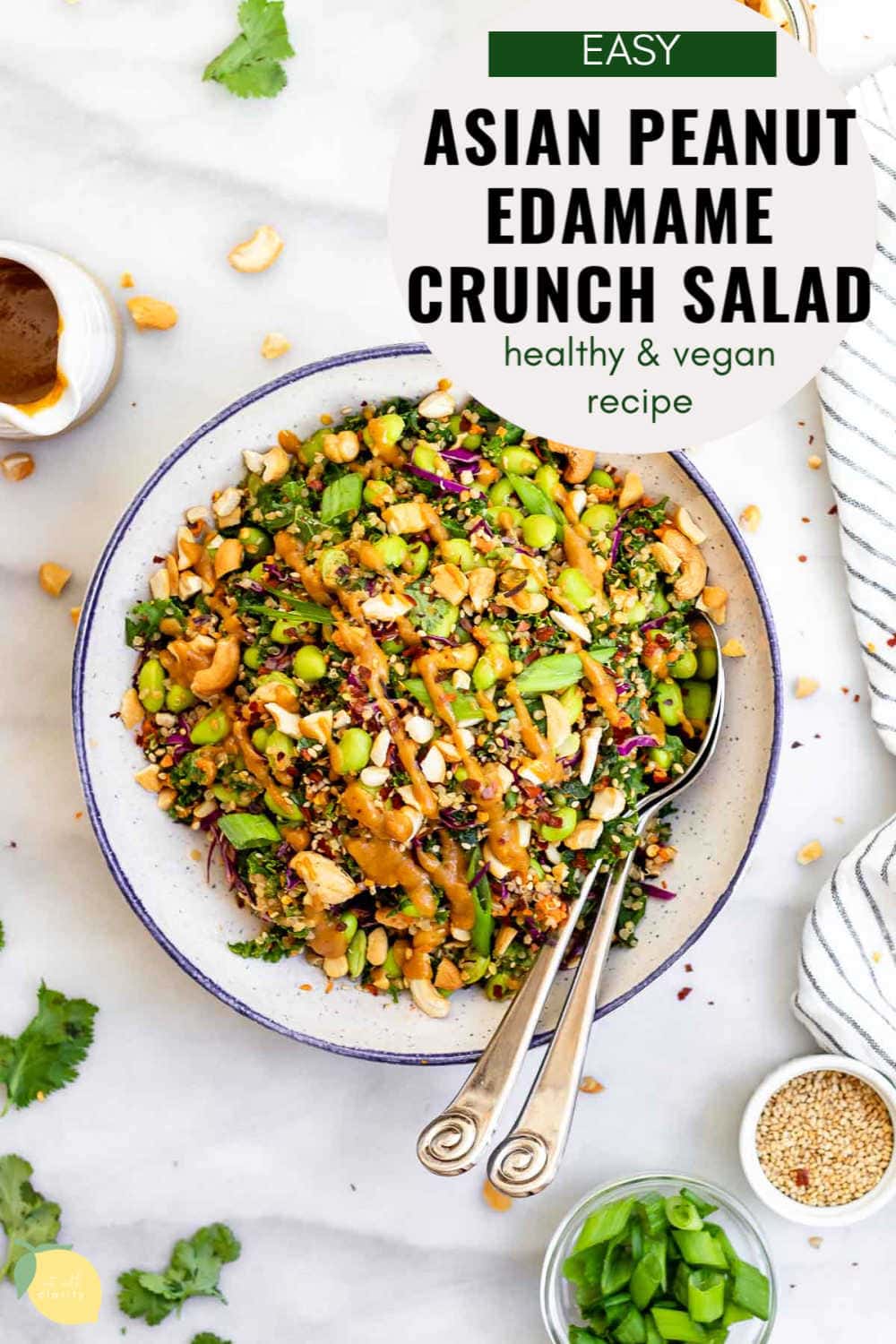 Asian Inspired Edamame Peanut Crunch Salad | Eat With Clarity