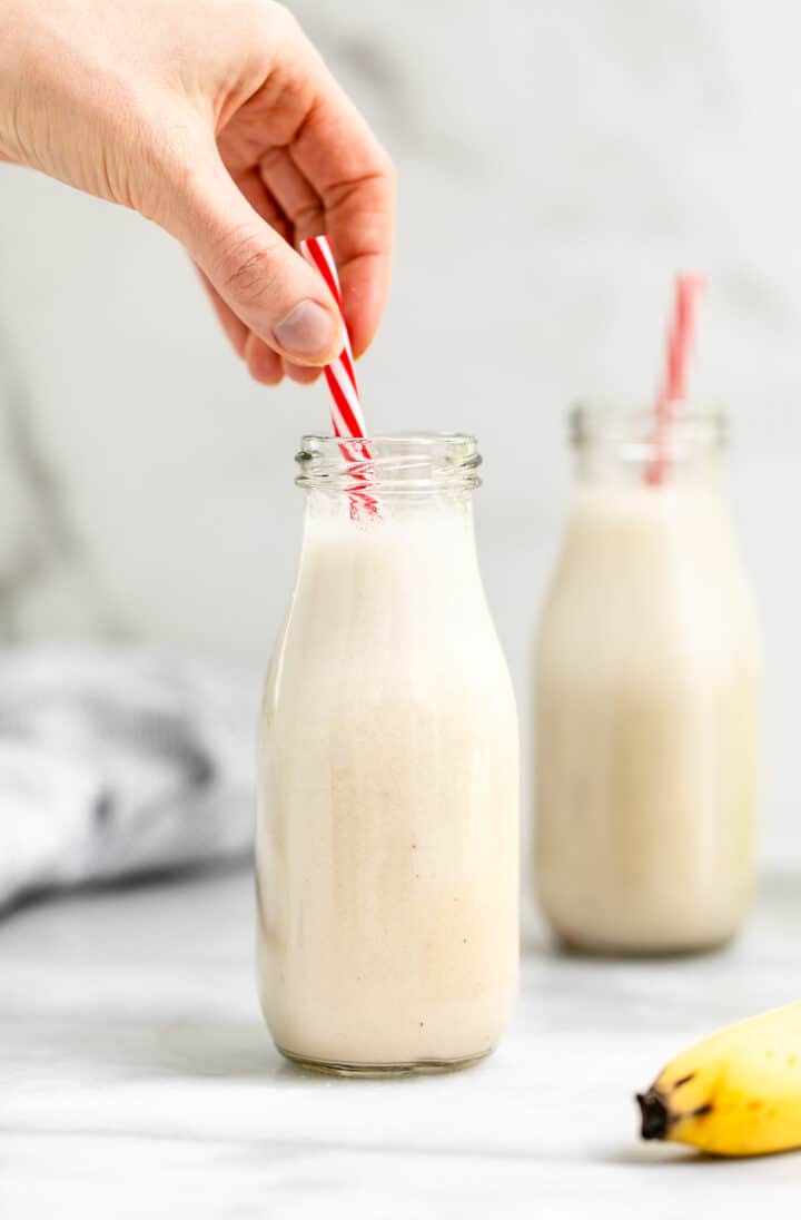 5 Minute Vegan Banana Milk | Eat With Clarity Drinks
