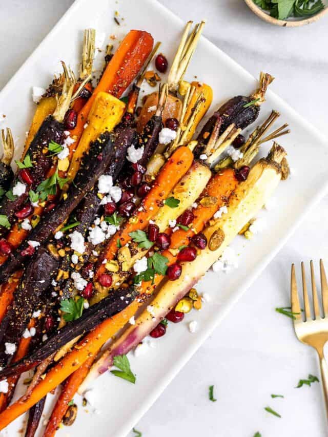Maple Glazed Roasted Rainbow Carrots - Eat With Clarity
