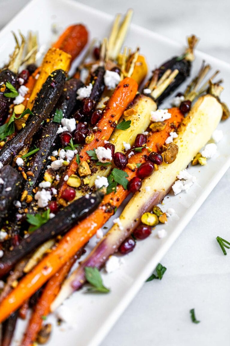 Maple Glazed Roasted Rainbow Carrots - Eat With Clarity