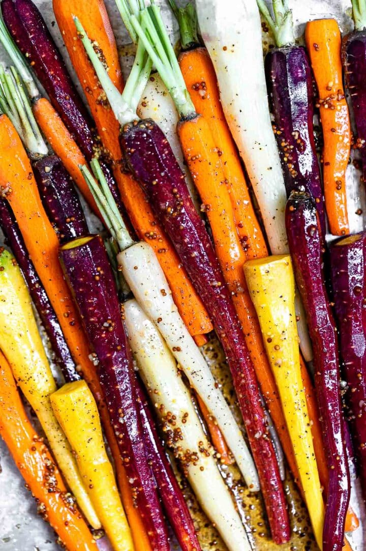 Maple Glazed Roasted Rainbow Carrots - Eat With Clarity