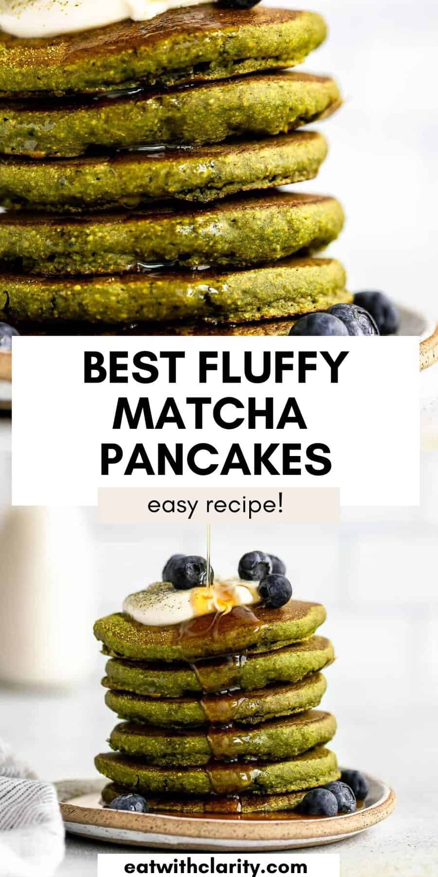 Fluffy Matcha Pancakes - Eat With Clarity
